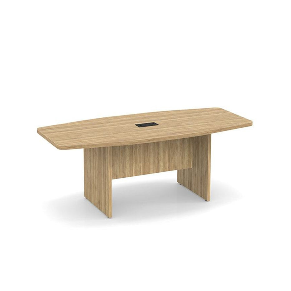 Boat Shaped Conference Table with Slab Base