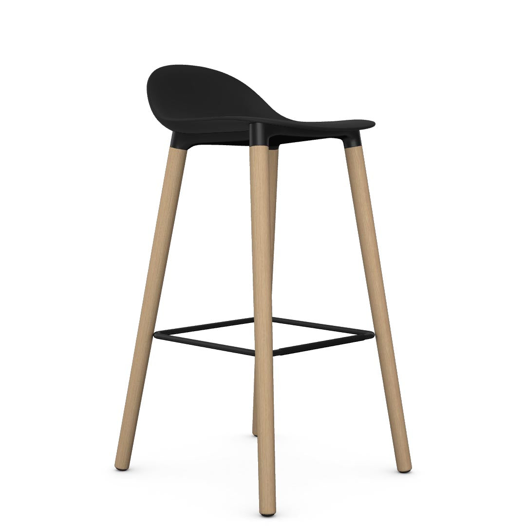 Kin Low-Back Barstool with Wood Legs | Kansas City Office Furniture
