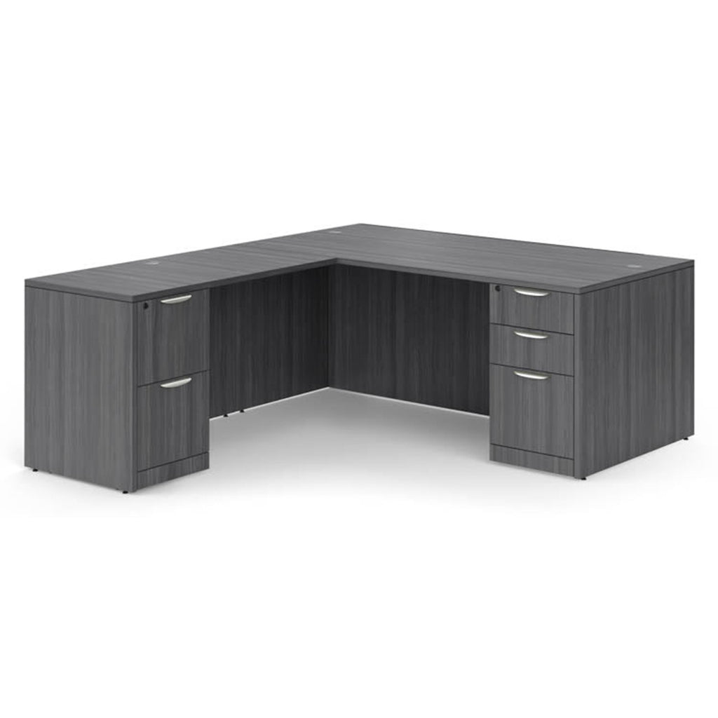 L-Shaped Double Pedestal Office Desk 36"x72" with 24"x48" Return ...