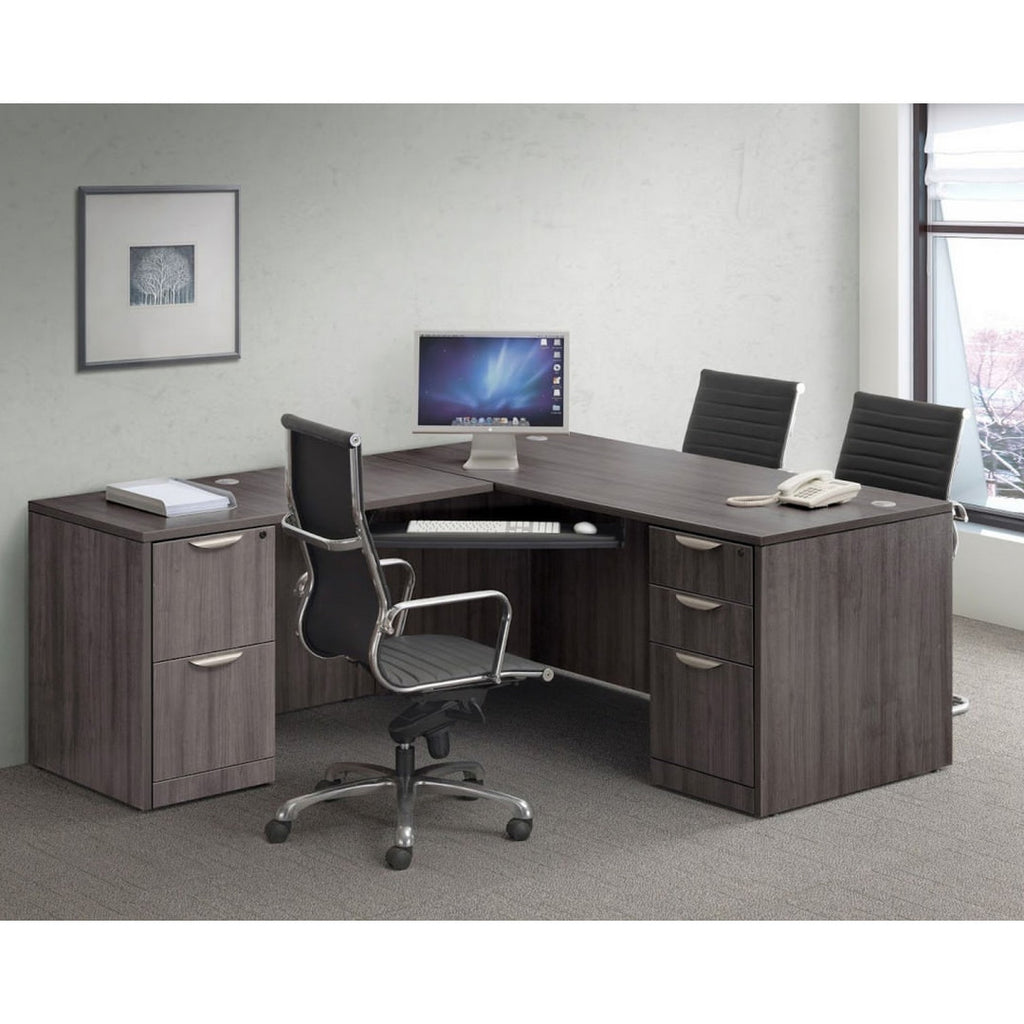 L-Shaped Double Pedestal Office Desk 36"x72" with 24"x48" Return ...