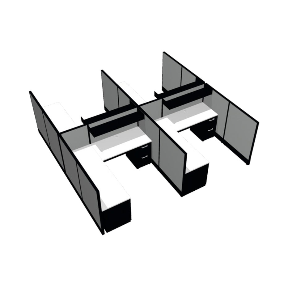 4-Person 6x6 Cubicle Desk - 50" High
