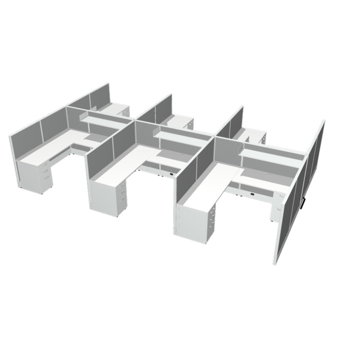 6-Person 6x6 Cubicle Desk - 50" High