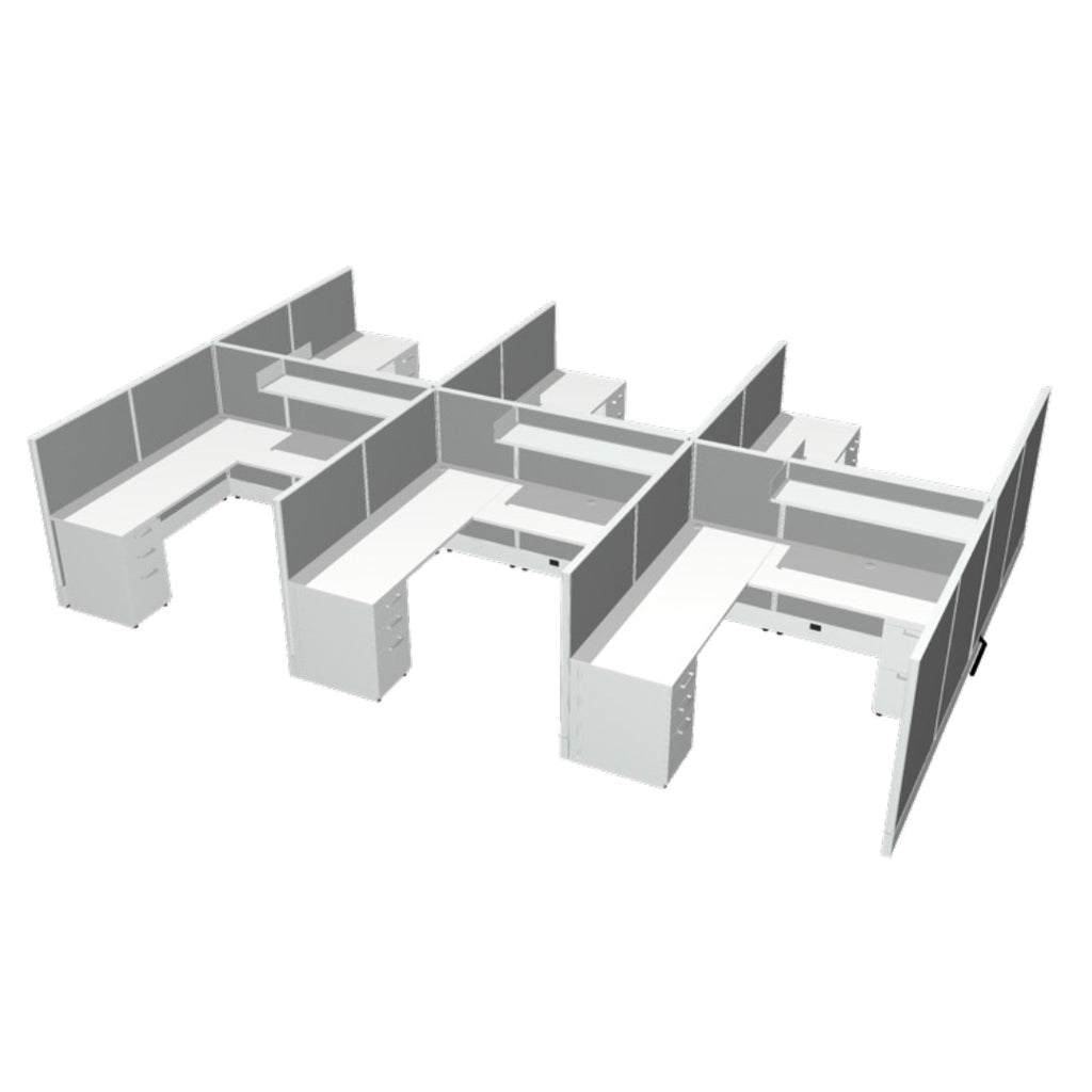 6-Person 6x6 Cubicle Desk - 50" High