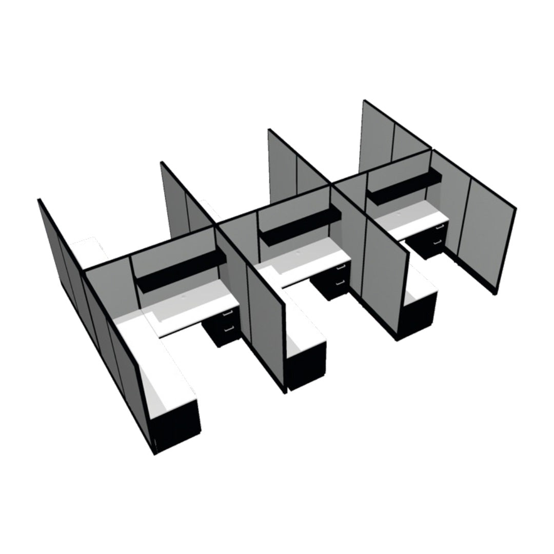 6 Person DFT 6ft x 6ft Cubicle Desk - 66"H | Kansas City Office Furniture