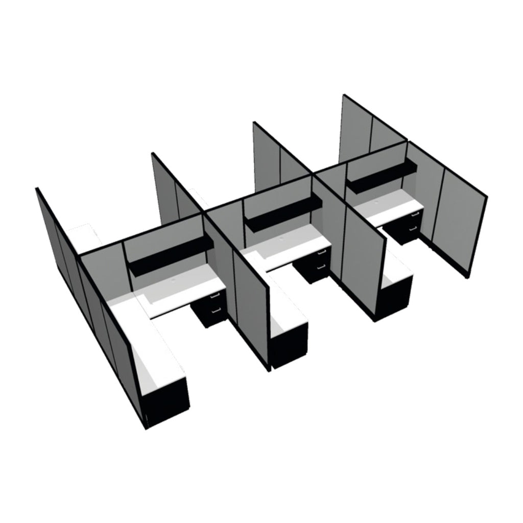 6 Person DFT 6ft x 6ft Cubicle Desk - 66"H | Kansas City Office Furniture